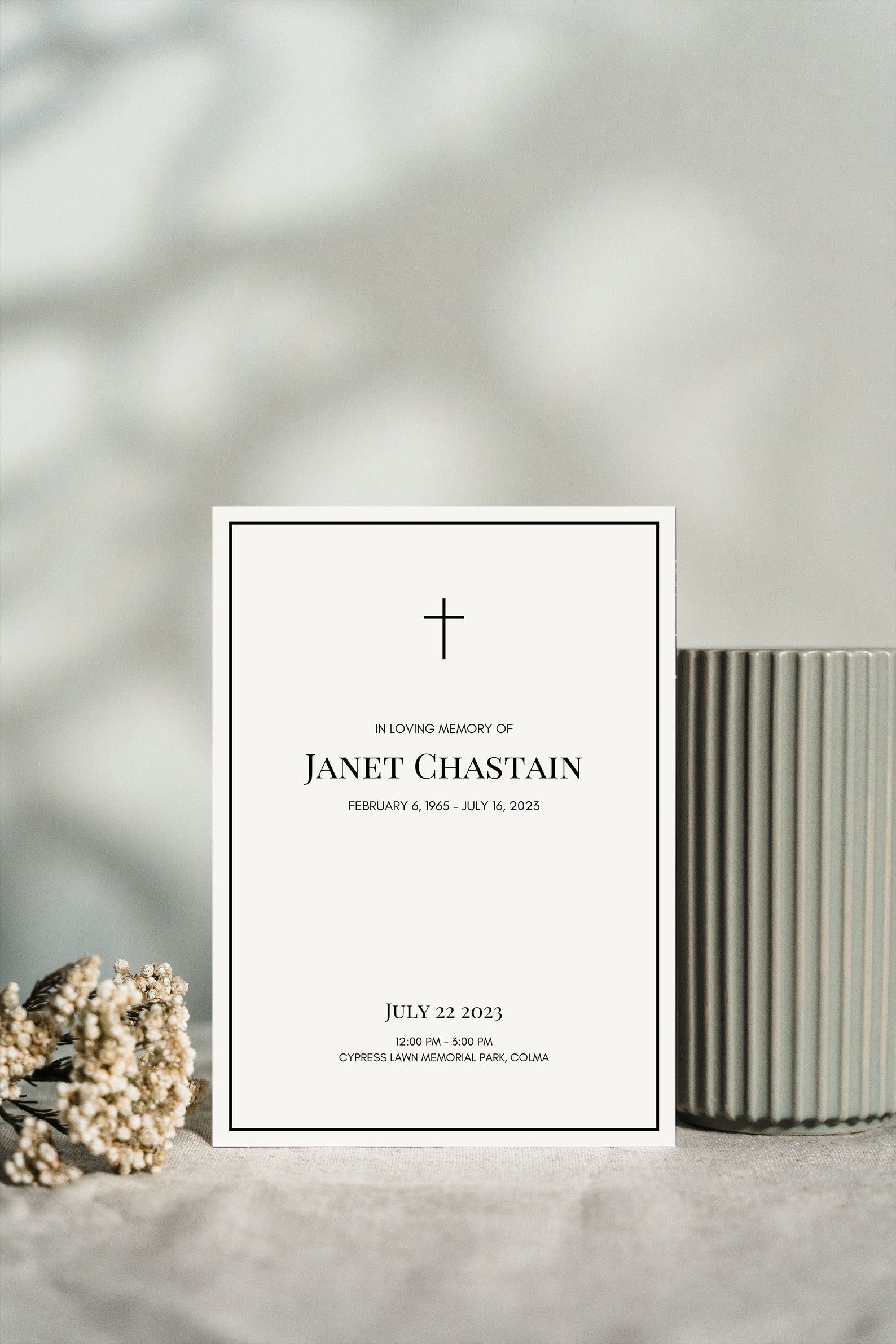 Minimalist Classic Funeral Program | Editable Template | Funeral ...