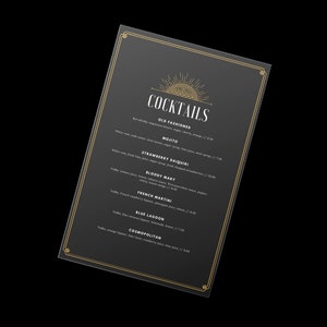 Art Deco Menu Template Editable Menu Drinks List Bar - Etsy