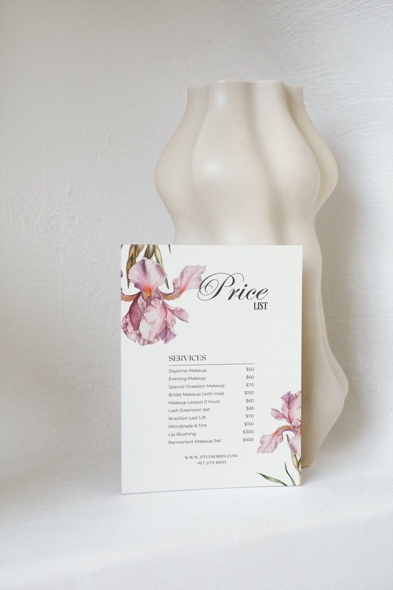 Minimal Iris Price List Template Instagram Story Editable Poster Store ...