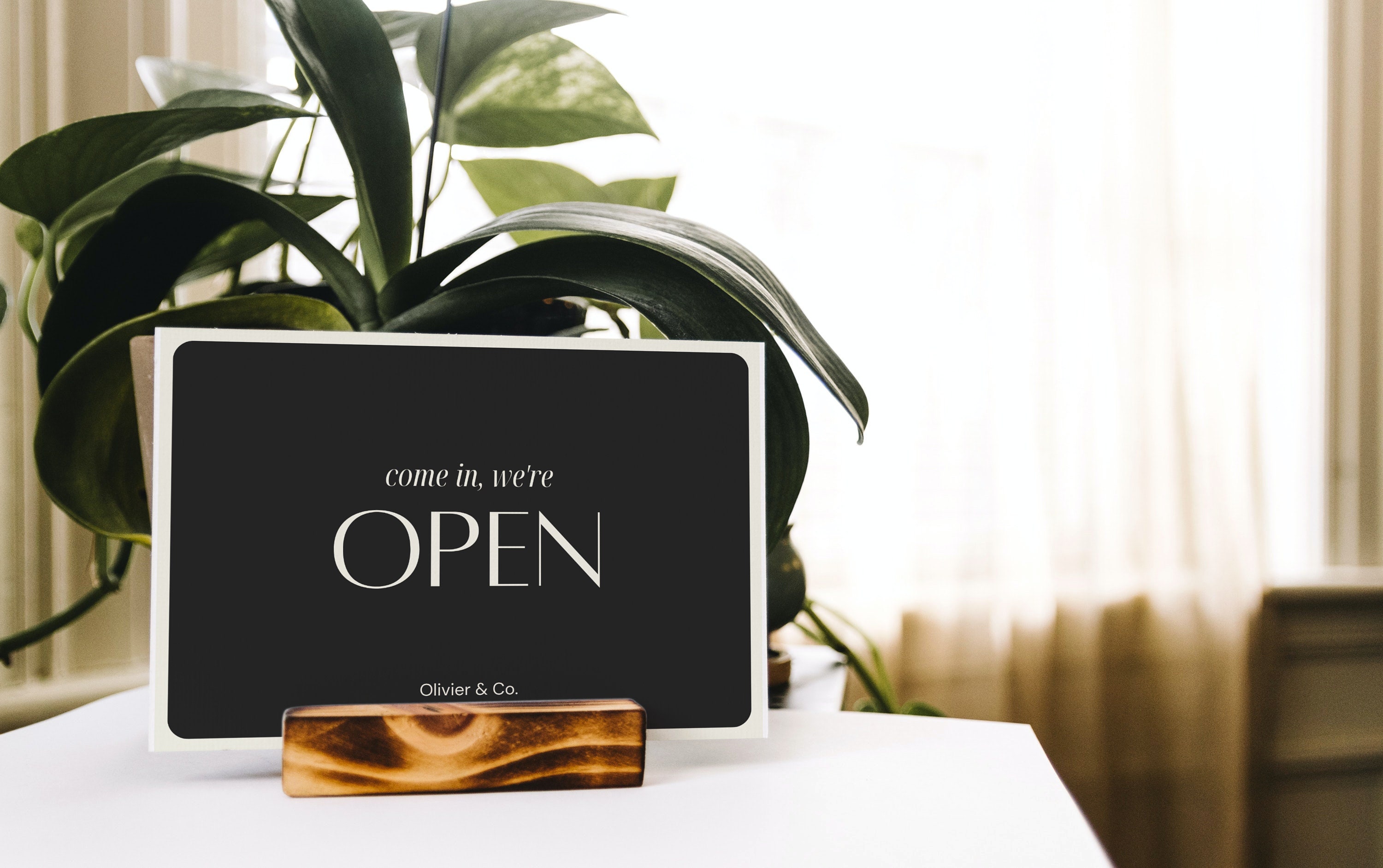 Minimal Store Hours & Open Sign Set | Editable Template | Editable ...