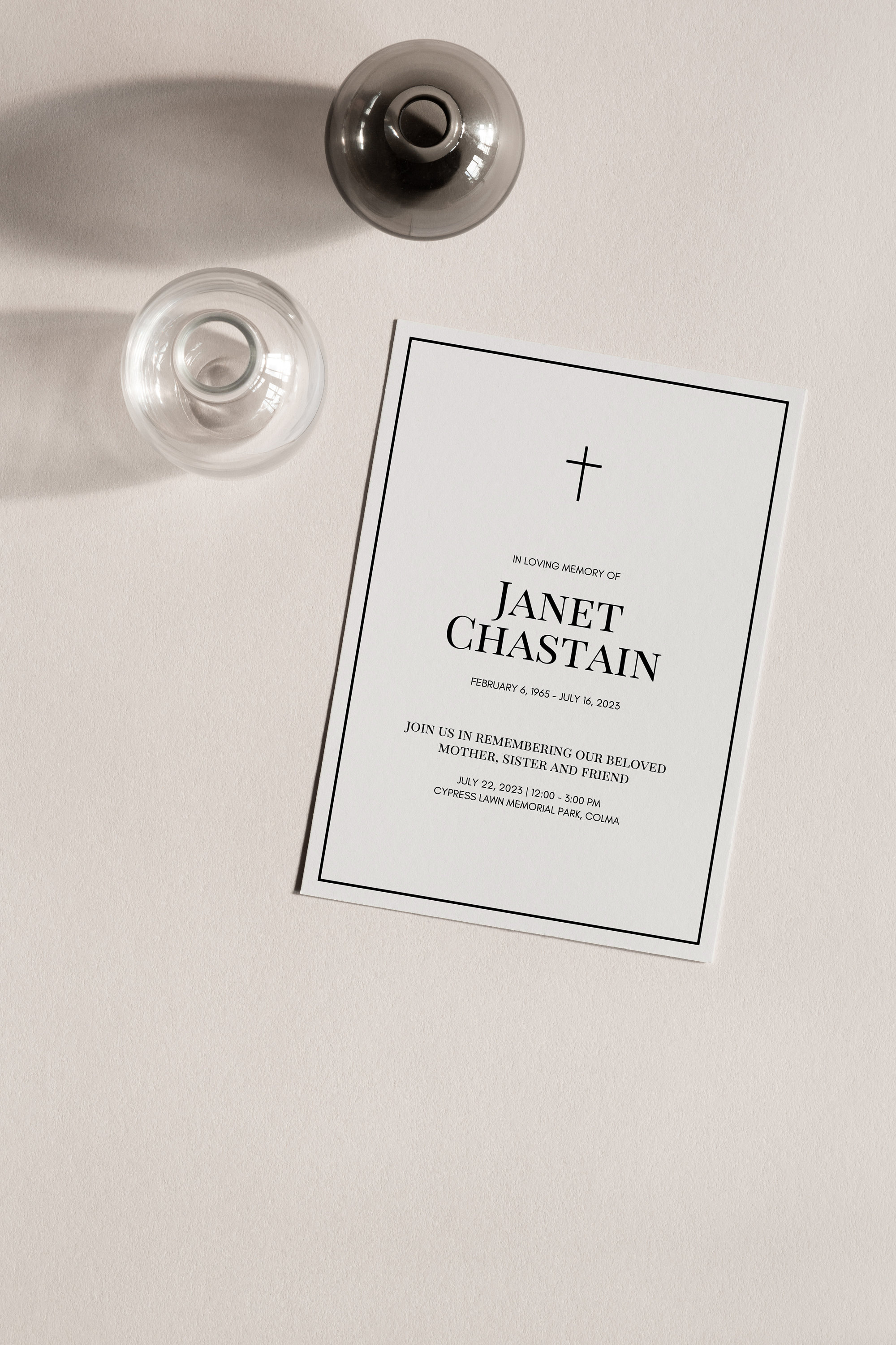 Minimalist Classic Memorial Invitation | Editable Template | Funeral ...