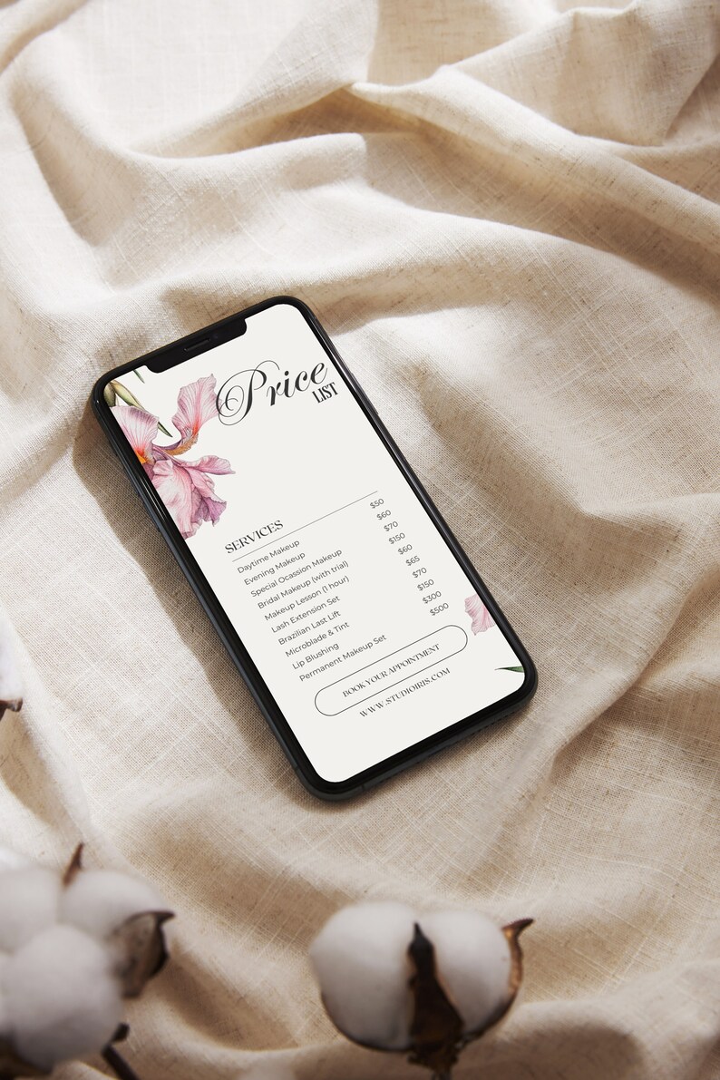 Minimal Iris Price List Template Instagram Story Editable Poster Store ...