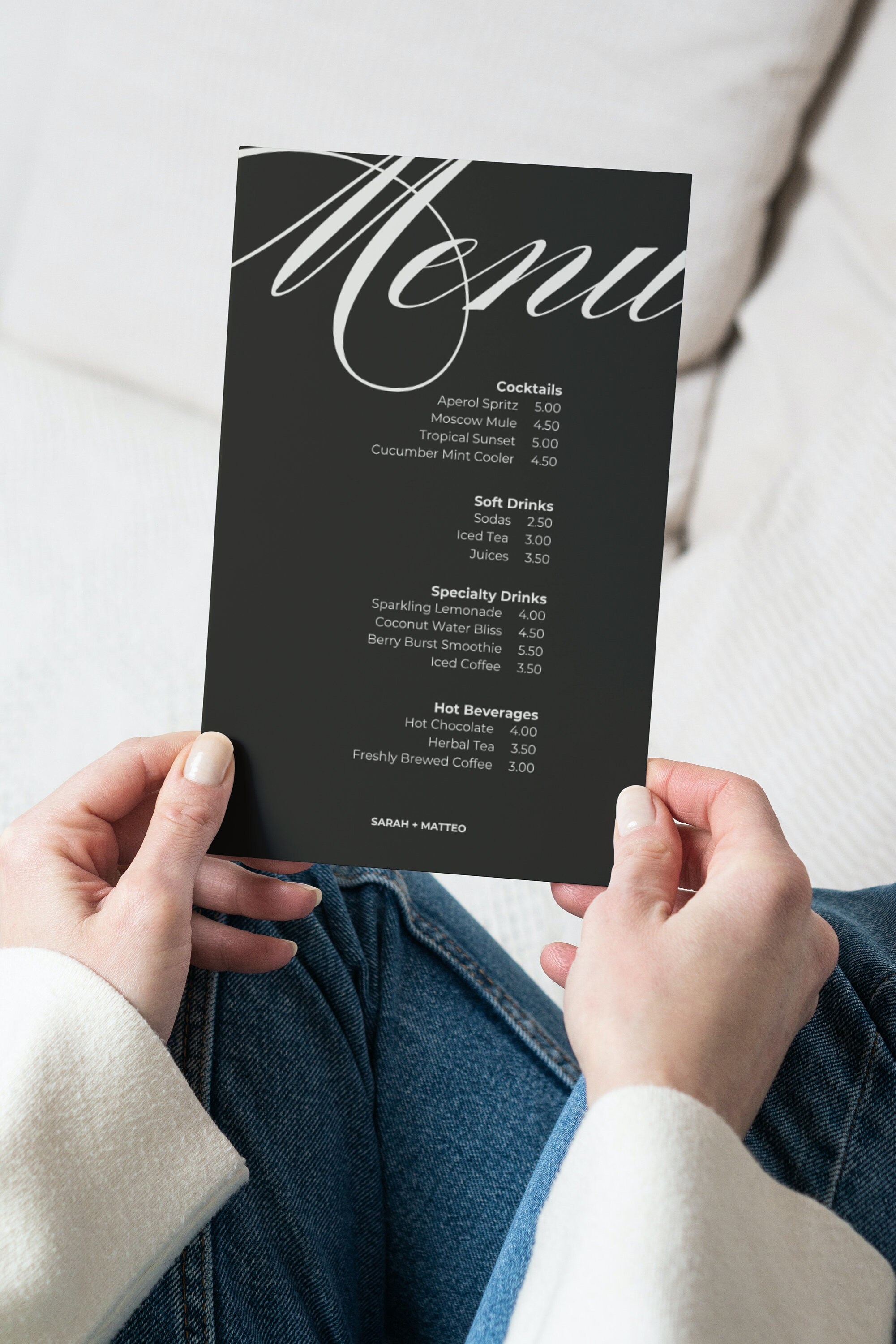 Script Cocktail Menu Template | Editable Menu | Modern | Drinks List ...