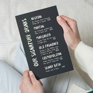 Handwritten Drink Menu Template | Editable Menu | Modern | Bar Menu ...