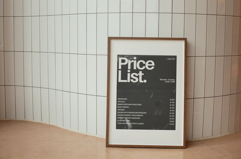 Minimal Aesthetic Price List Template | Editable Poster | Store Poster ...