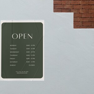 Minimal Store Hours & Open Sign Set | Editable Template | Editable ...