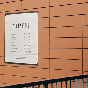 Minimal Store Hours & Open Sign Set | Editable Template | Editable ...