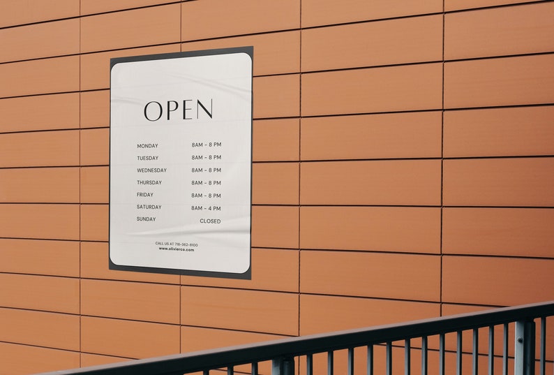 Minimal Store Hours & Open Sign Set | Editable Template | Editable ...