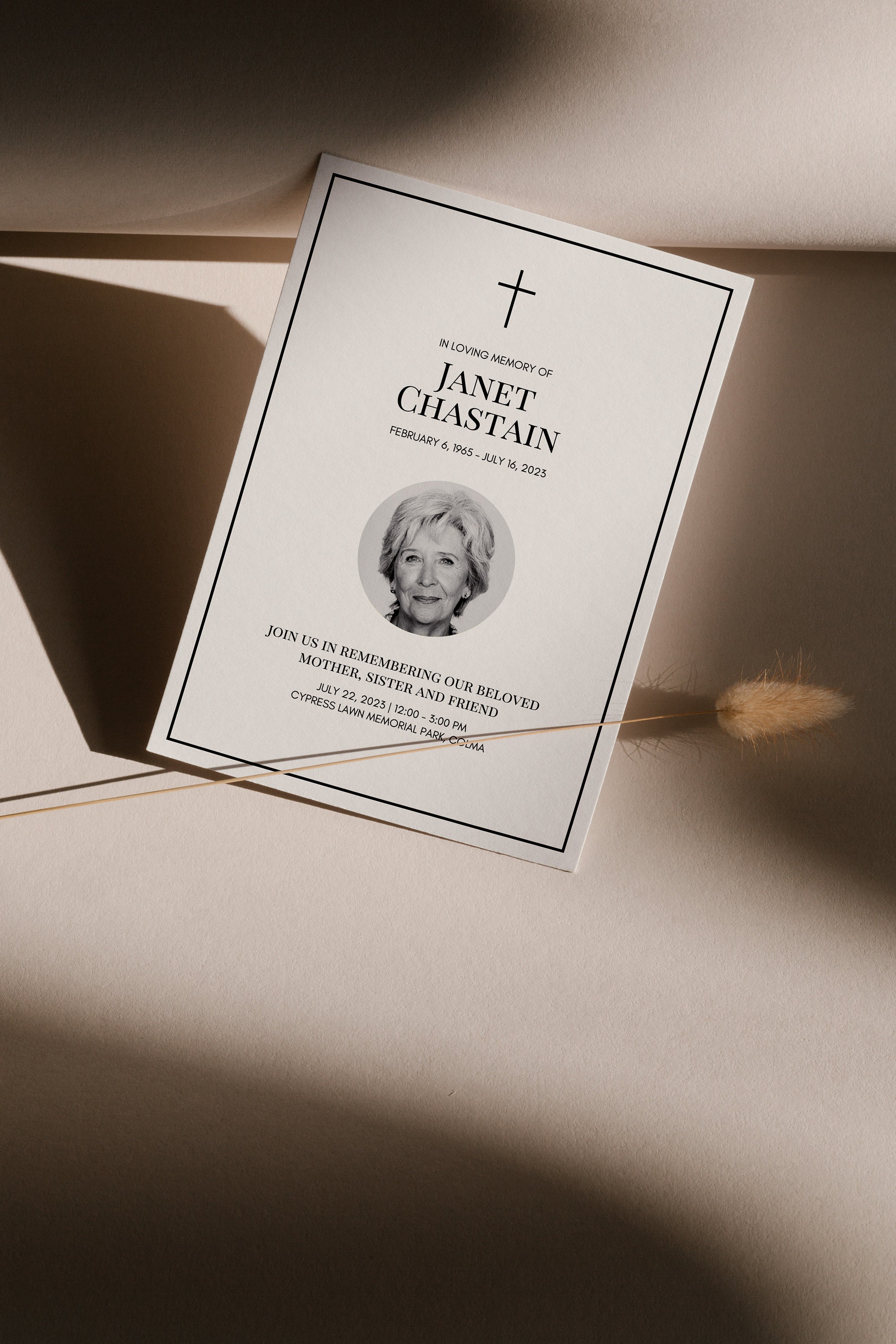 Minimalist Classic Memorial Invitation | Editable Template | Funeral ...