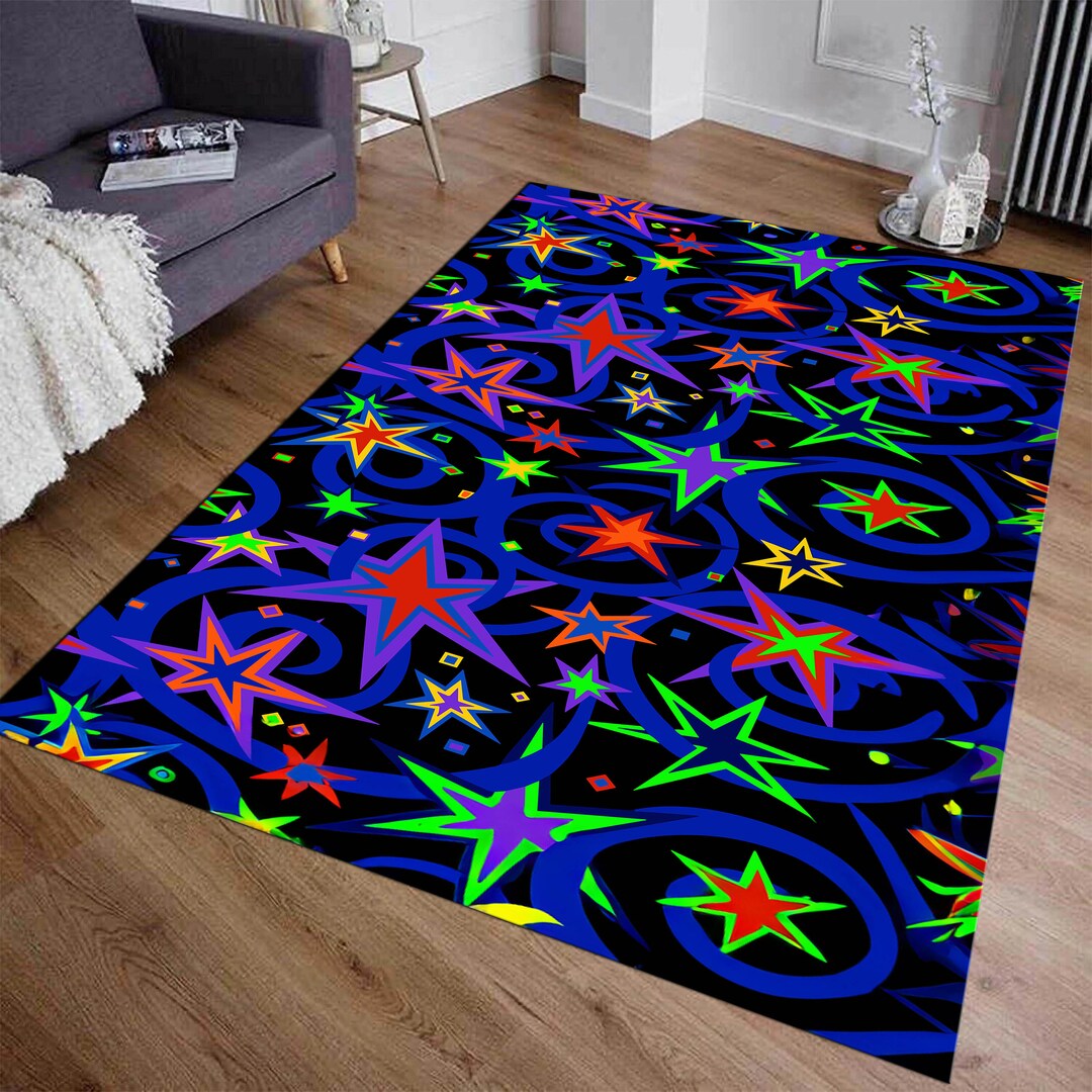 Arcade Stars Rug, Bowling Alley Carpet, Arcade Bar Carpet, Retro Rug ...