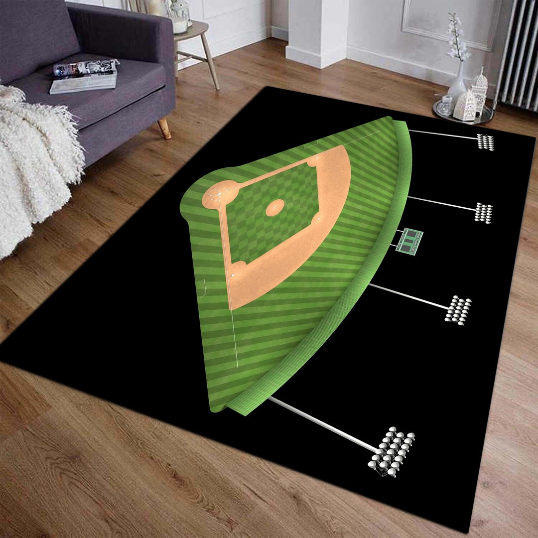 Baseball Rectangle Rug, Ballparks of Baseball Area Rug, Baseball Carpet ...
