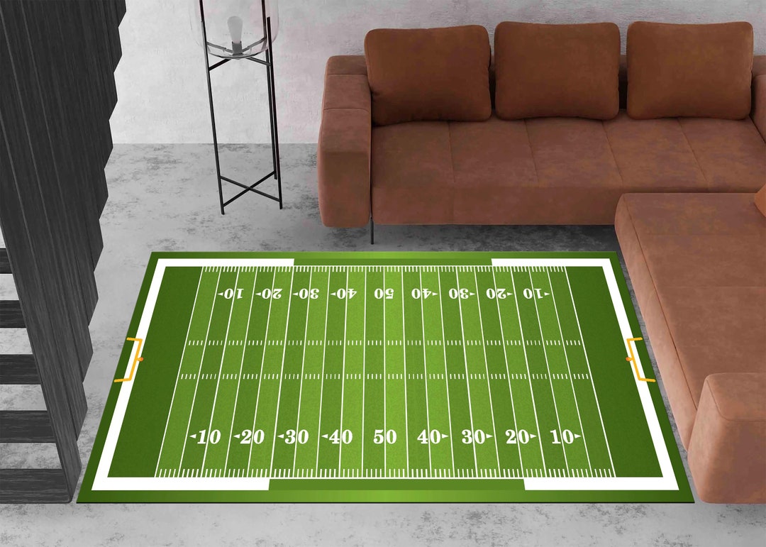 American Football Rug, Soccer Field Rug, Custom Team Logo Rug, Washable ...