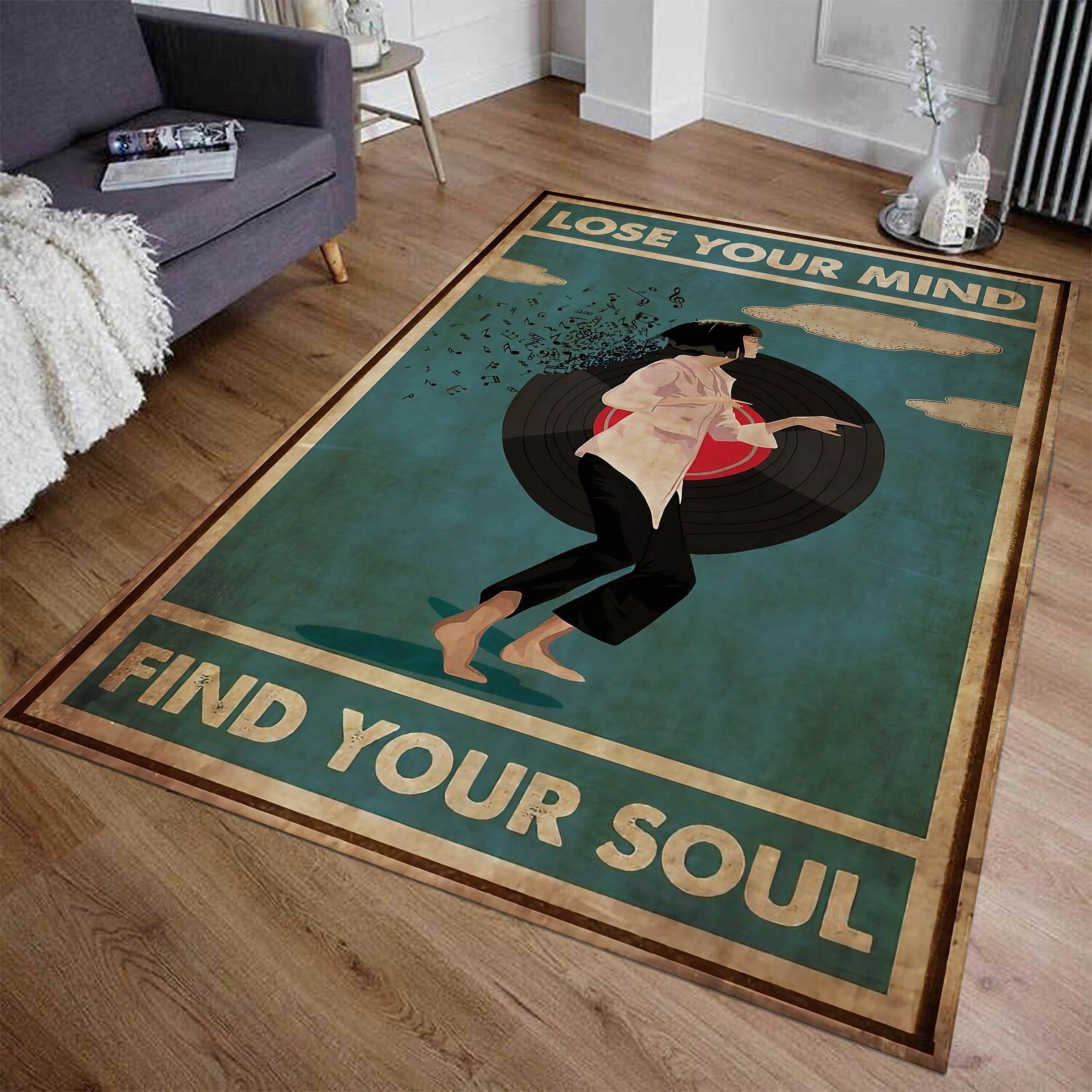 Music Vintage Rug, Lose Your Mind Rug, Find Your Soul Rug, Vintage Rug ...