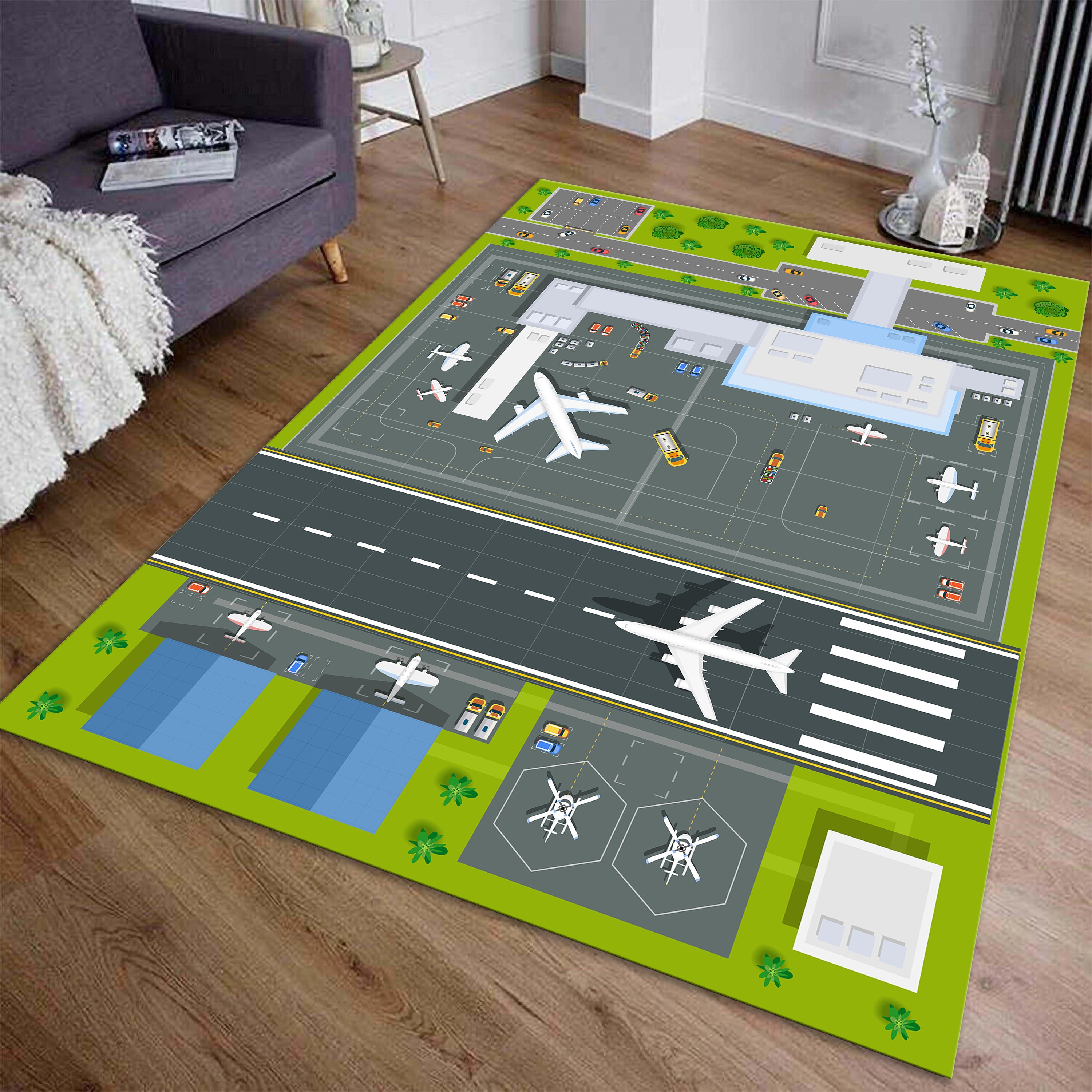 Airport Map Playmat, Runway Rug, Kids Play Rug, Kids Room Decor, Child ...