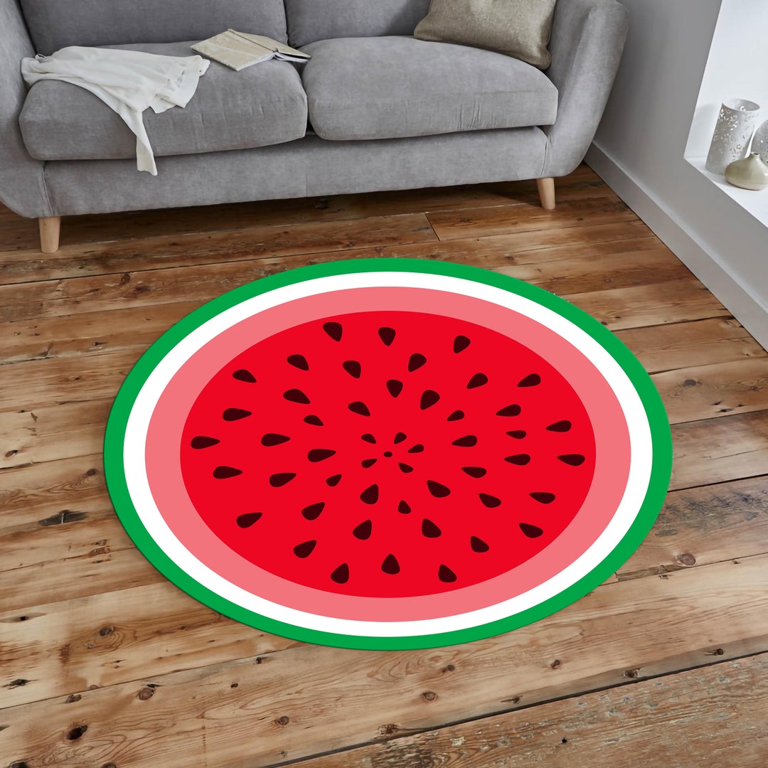 Watermelon Rug Round Kitchen Carpet Fruit Décor Cute - Etsy