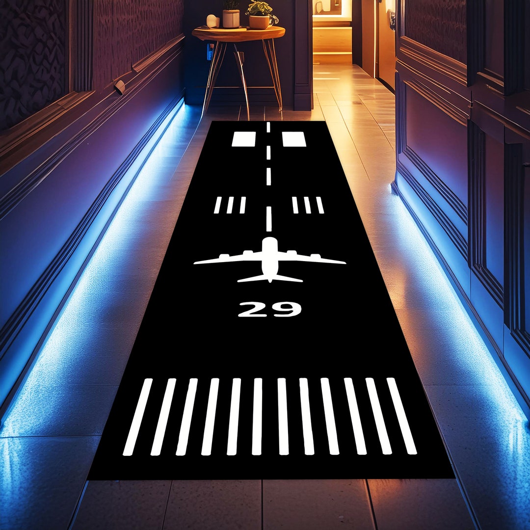 Airport Runway Rug For, Kids Play Area, Plane Lover Rug, Airport Ground ...