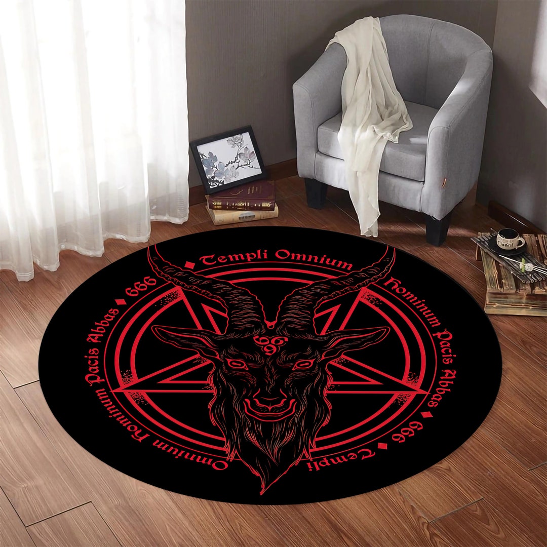 Satanic Pentagram Round Rug,satanic Dark Skull Rug,goatboi Rug,satanic ...