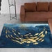 Koi Fish Rug, Abstract Gold Rug, Ocean Watercolor Rug, Luxury Painting ...