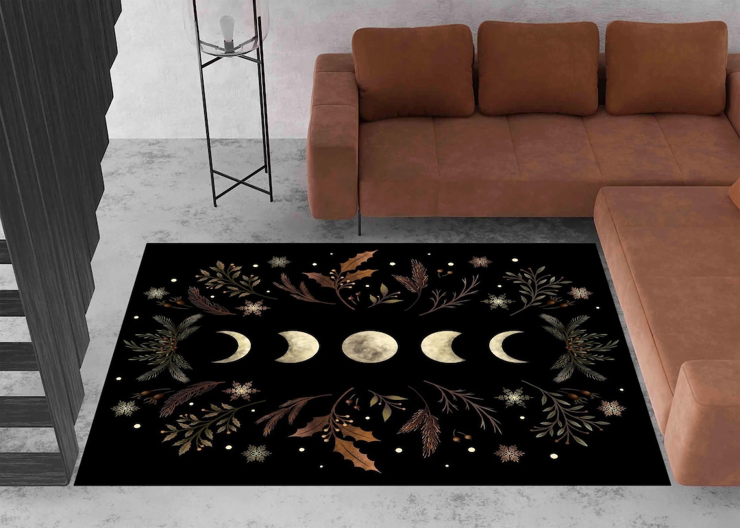 Moon Light Rug, Garden Area Rug Moon Carpet, Astrology Rug, Starry ...