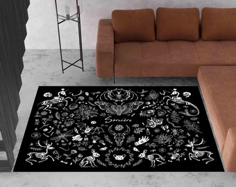 Red Gothic Witch Rug, Bat Rug, Butterfly Rug, Withcy Journal Rug ...