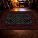 Elegant Gothic Rug With Red and Black Baroque Floral Patterns, Dark ...