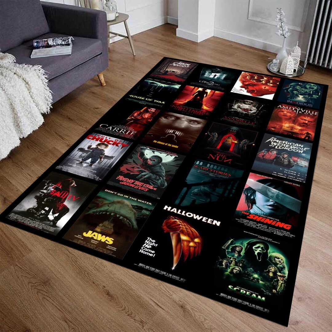 Horror Movie Rug,halloween Rug, Horror Movie Characters Area Rug, Rugs ...