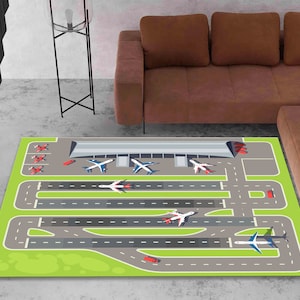 Runway Rug, Airport Decor Rug, Plane Rug, Apron Rug, Kids Room Rug ...