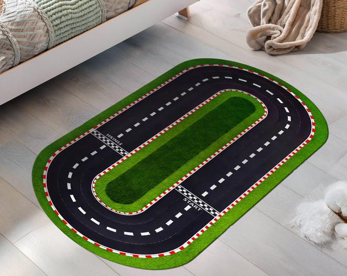 Race Road Track Toddler Play Mat Play Mat Car Race Car Track Rug for ...
