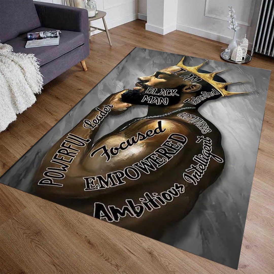 Black Man Rug, African Man Rug, Empowered King Rug, Poster Rug ...