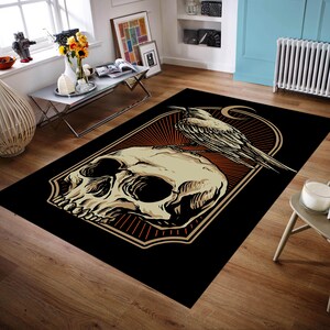 Skull Rug, Colorful Skull Carpet, Home Decor, Living Room Rug, Colorful ...