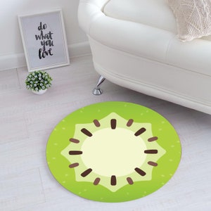 Kiwi Rug, Round Kitchen Carpet, Fruit Décor, Cute Nursery Play Mat ...
