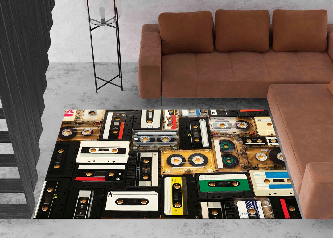 Retro Casette Pattern Rug, Music Casette Rug, Music Carpet, Cool Rug ...