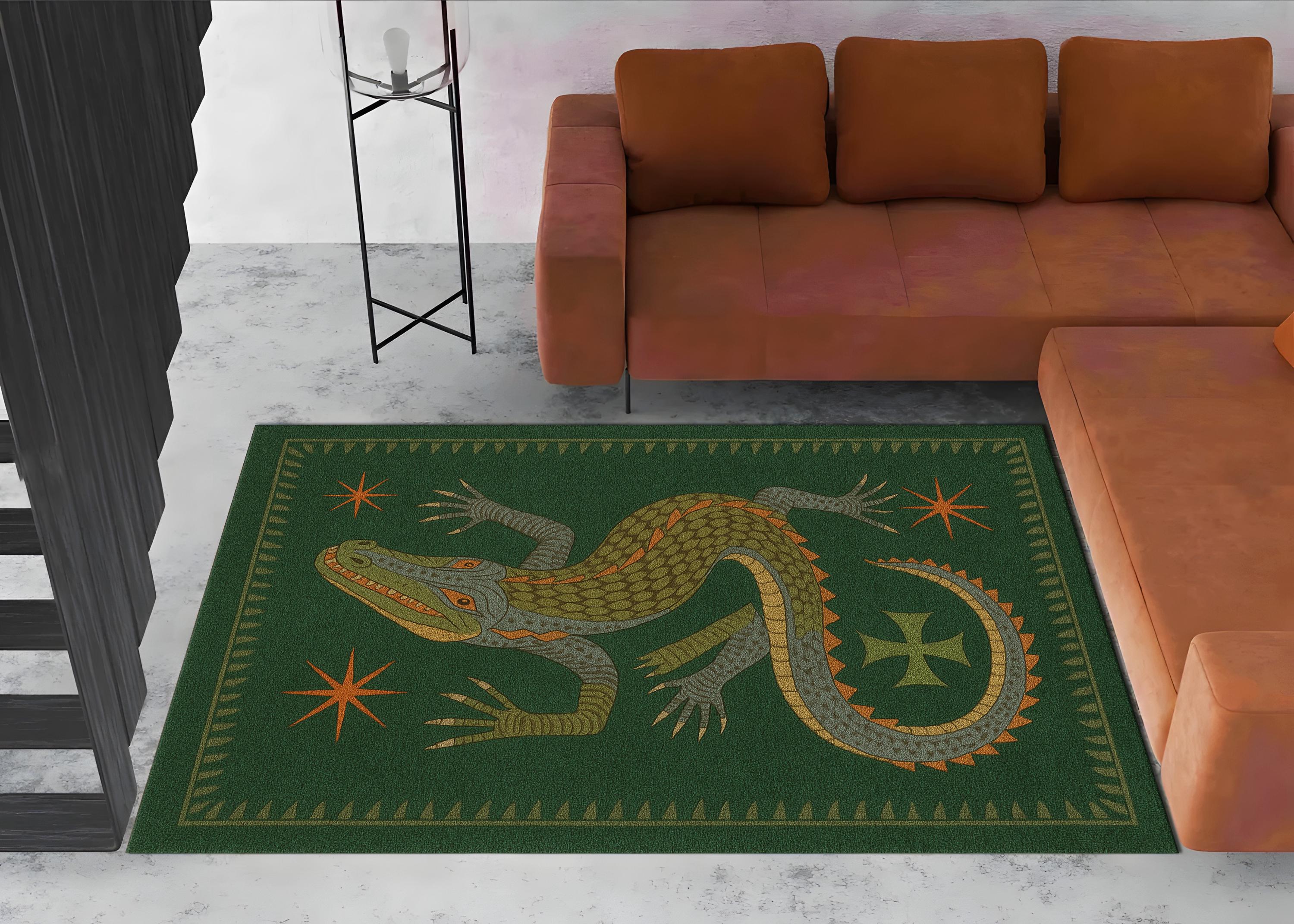 Crocodile Rug, Mystical Alligator Decor, Bathroom Washable Rug ...