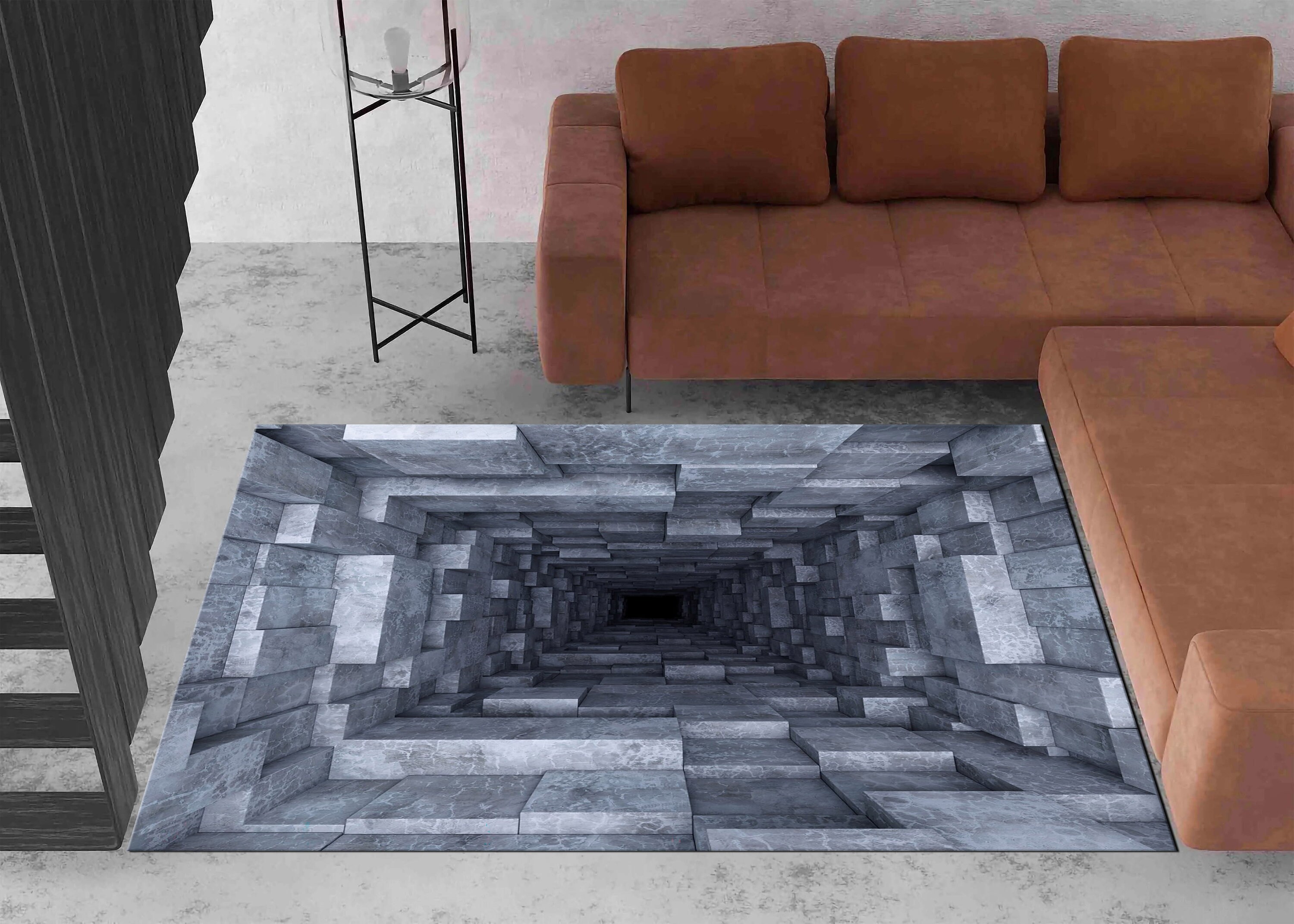 Tunnel Rug, Optical Illusion Rug, Illusion Rug, Rectangular Illusion ...