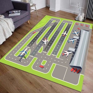 Runway Rug, Airport Decor Rug, Plane Rug, Apron Rug, Kids Room Rug ...