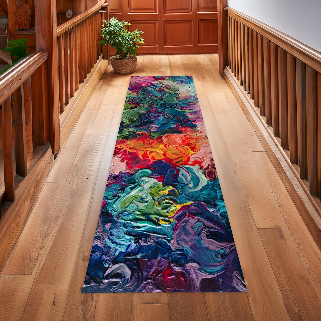 Colorful Runner Design Rug, Abstract Runner Rug, Colorful Rug, Corridor ...