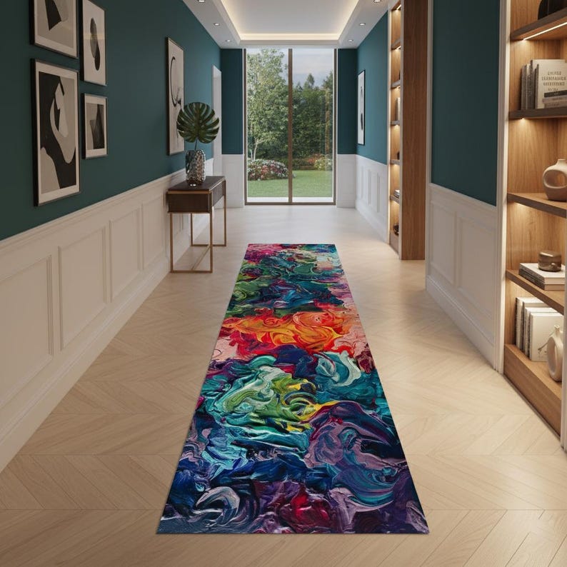 Colorful Runner Design Rug, Abstract Runner Rug, Colorful Rug, Corridor ...