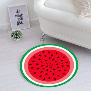 Watermelon Rug, Round Kitchen Carpet, Fruit Décor, Cute Nursery Play ...