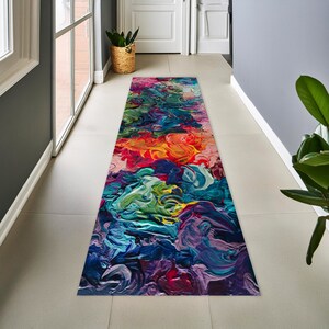 Colorful Runner Design Rug, Abstract Runner Rug, Colorful Rug, Corridor ...