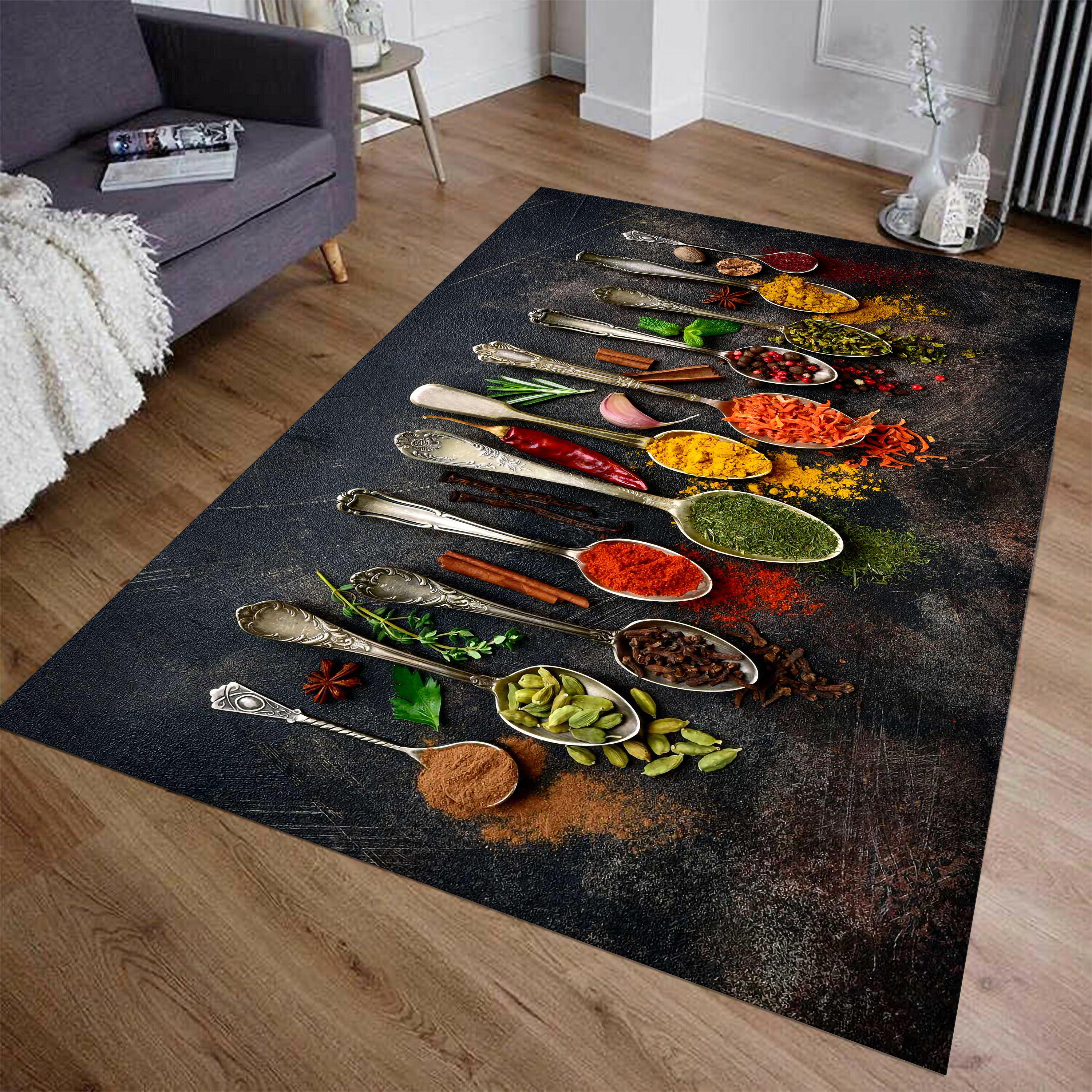 Kitchen Spices Rug Design Kitchen Rug Decorative Kitchen - Etsy