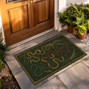 Gothic Snake Rug, Artistic Mystical Rug, Woodland Decor, Dark Academia ...