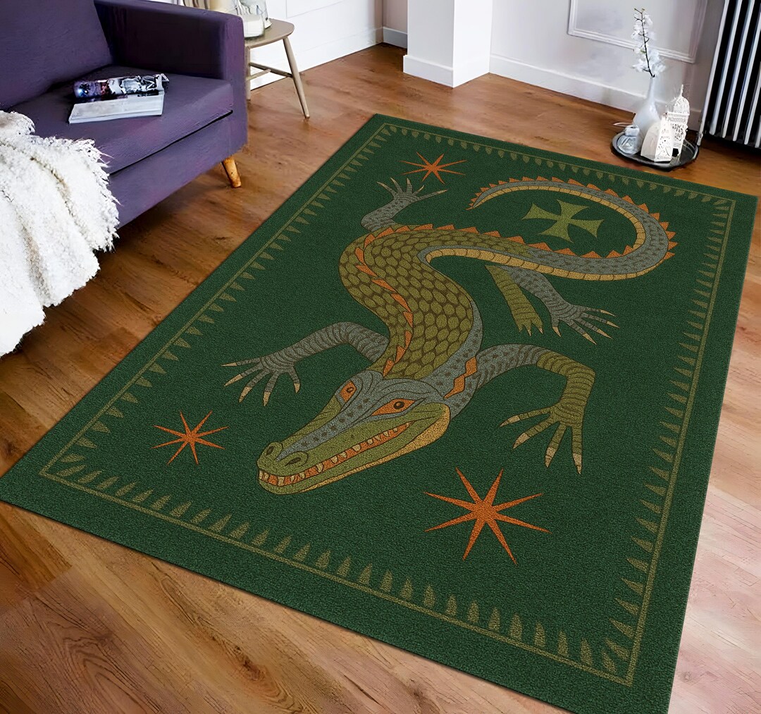 Crocodile Rug, Mystical Alligator Decor, Bathroom Washable Rug ...