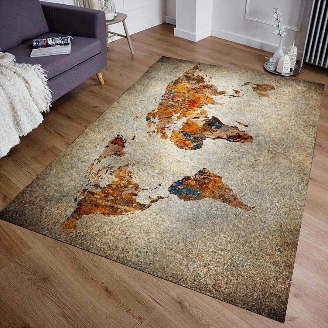 Map Rug, World Map Rugs, Kitchen Rug, Large World Map Rugs, Luxury Rug ...