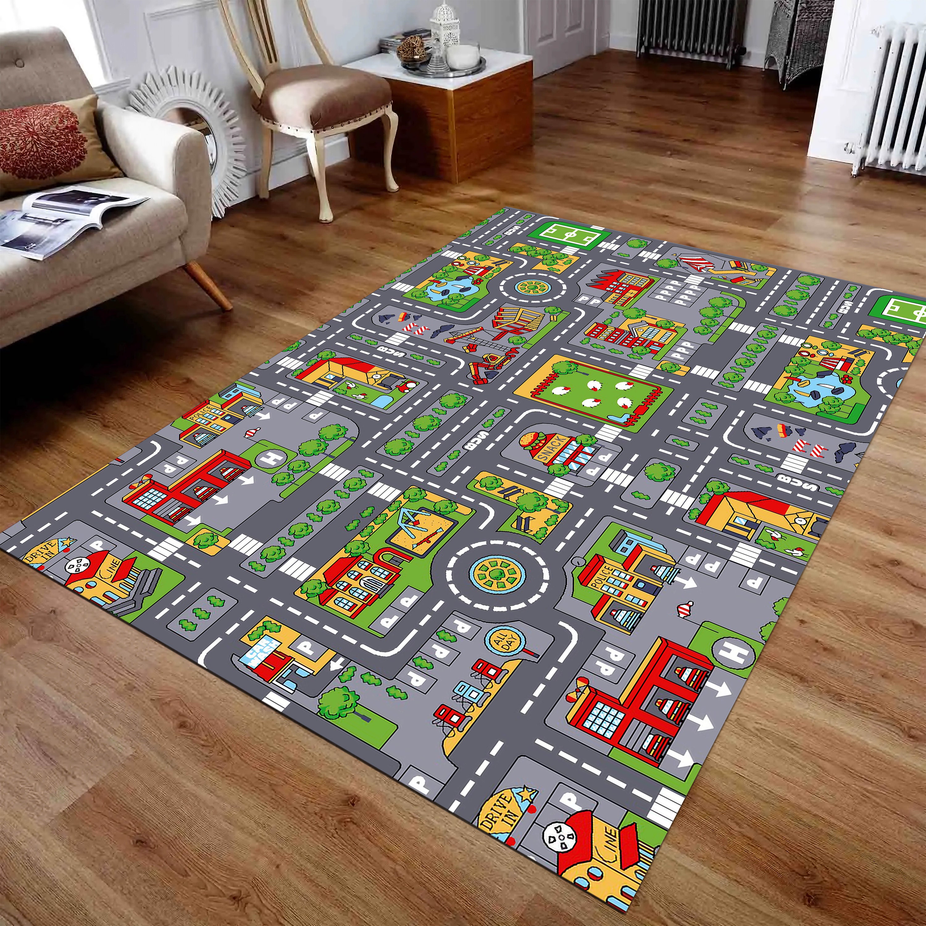 Personalizable Kids Rug City Road Rug Nursery Rug World - Etsy