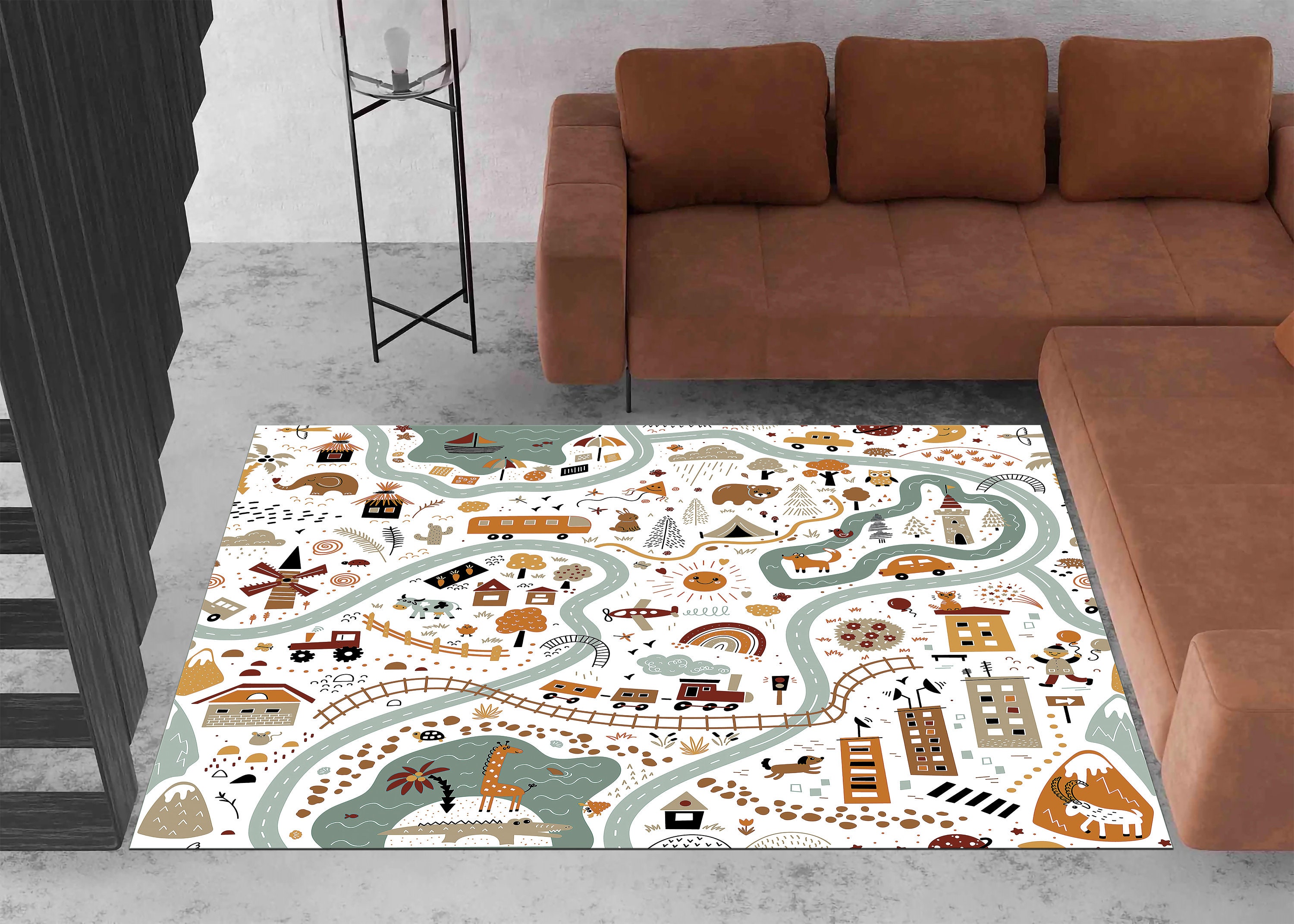 Personalizable Kids Rug City Road Rug Nursery Rug World - Etsy