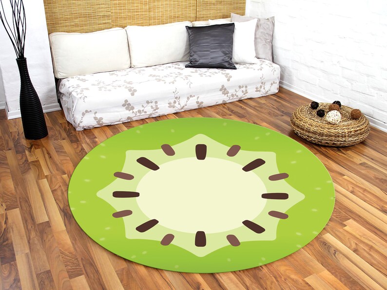 Kiwi Rug Round Kitchen Carpet Fruit Décor Cute Nursery Play - Etsy