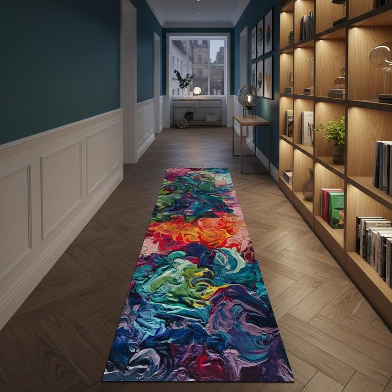 Colorful Runner Design Rug, Abstract Runner Rug, Colorful Rug, Corridor ...