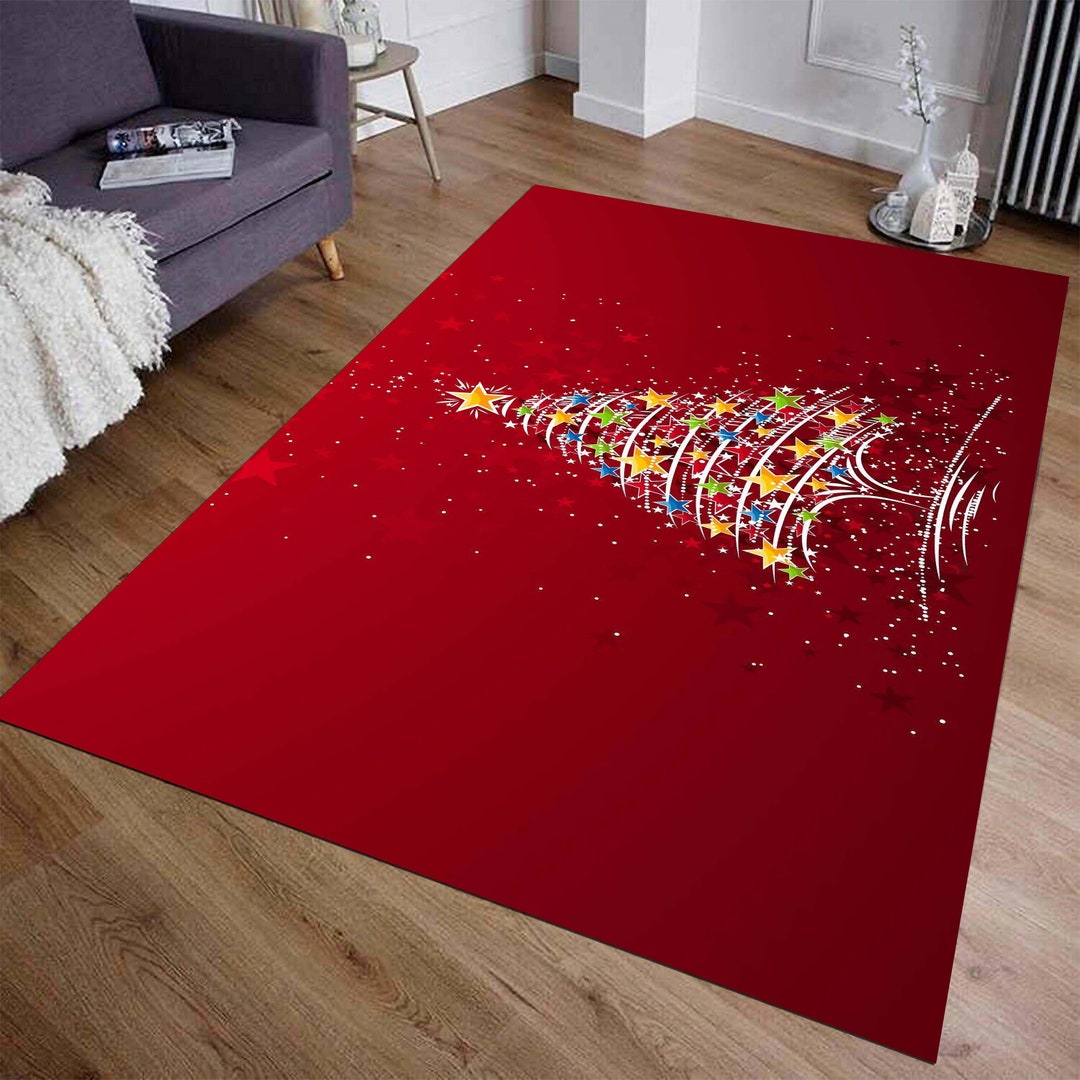 Christmas Tree Area Rug, Xmas Carpet, Christmas Rectangle Rug, Home ...