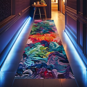 Colorful Runner Design Rug, Abstract Runner Rug, Colorful Rug, Corridor ...