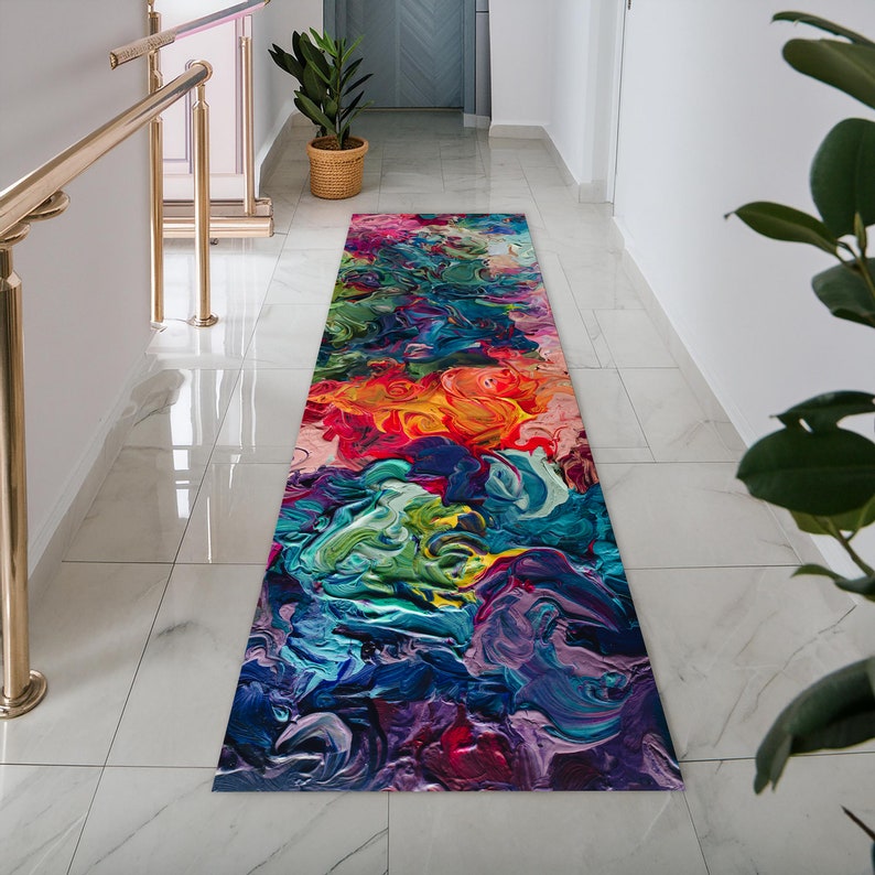 Colorful Runner Design Rug, Abstract Runner Rug, Colorful Rug, Corridor ...